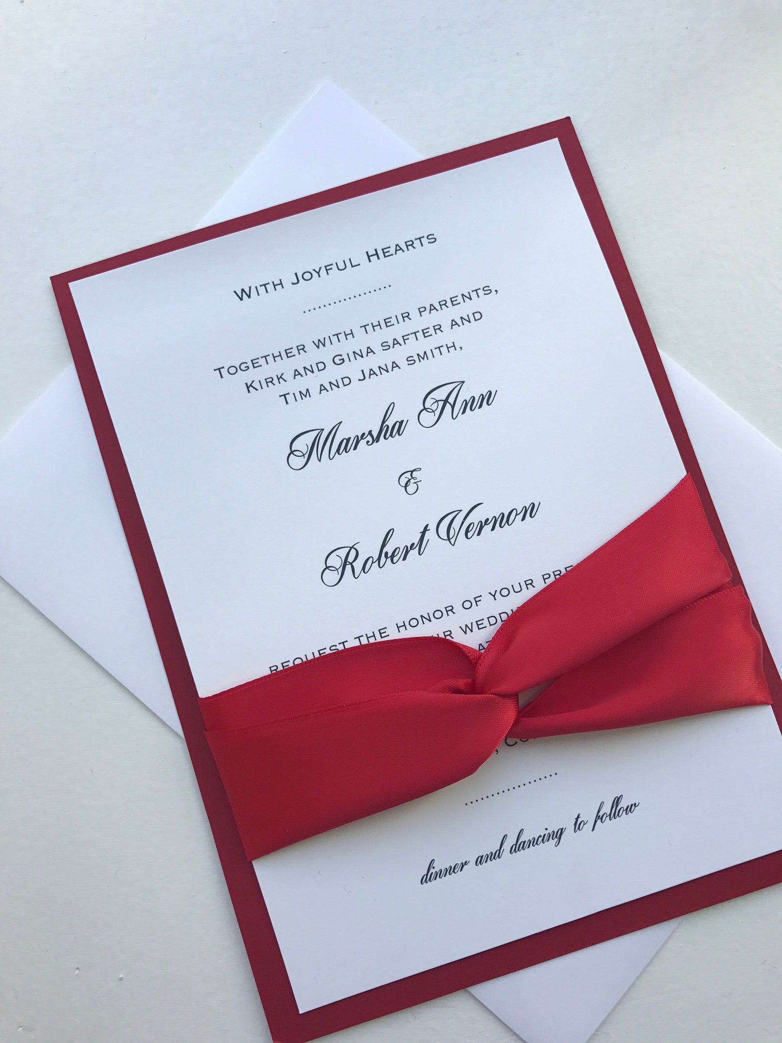Red Elegant Wedding Invitation Red and White Invitation | Etsy