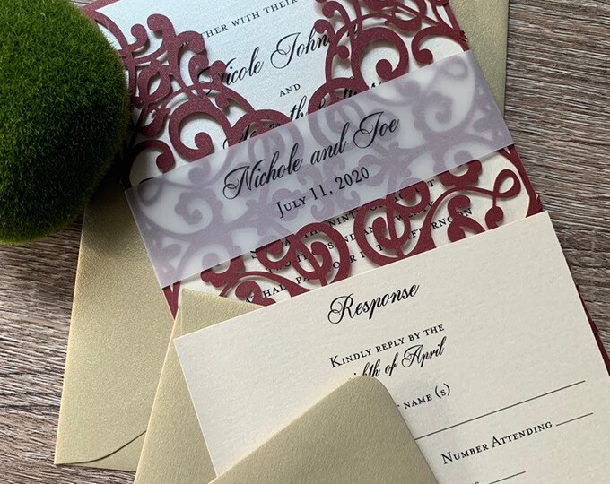 Red Elegant Wedding Invitation Red and White Invitation | Etsy