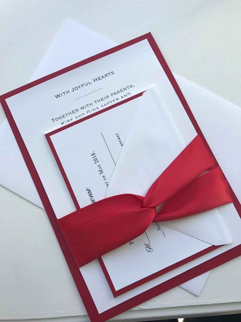 Red Elegant Wedding Invitation, Red and White Invitation, Custom ...