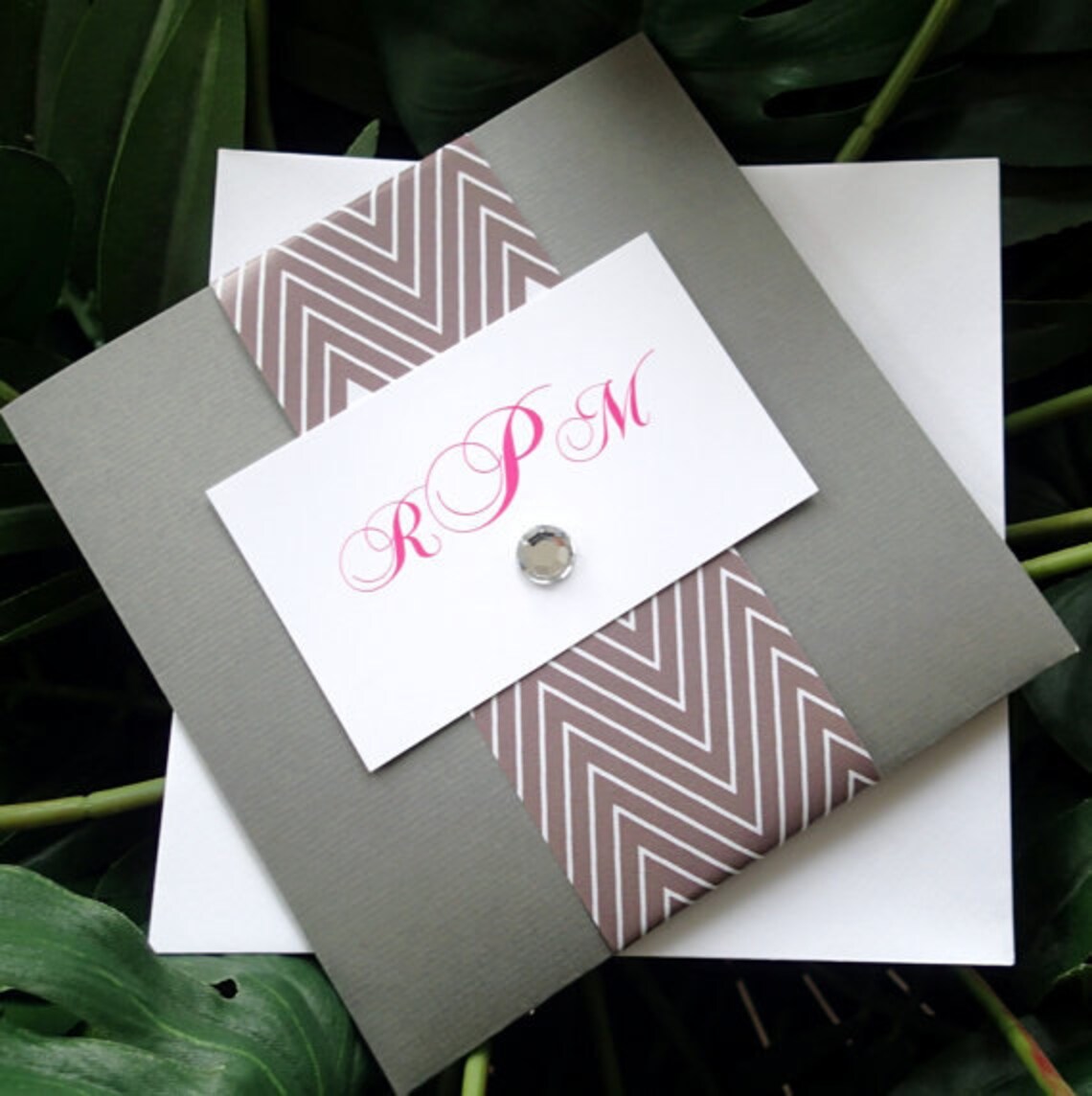 Custom pocket fold chevron invitation | Etsy