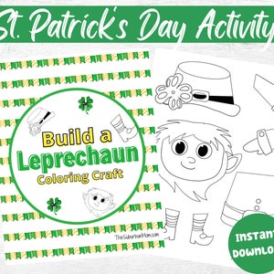St. Patrick's Day Coloring / Leprechaun Printable Craft / St. Patrick's ...