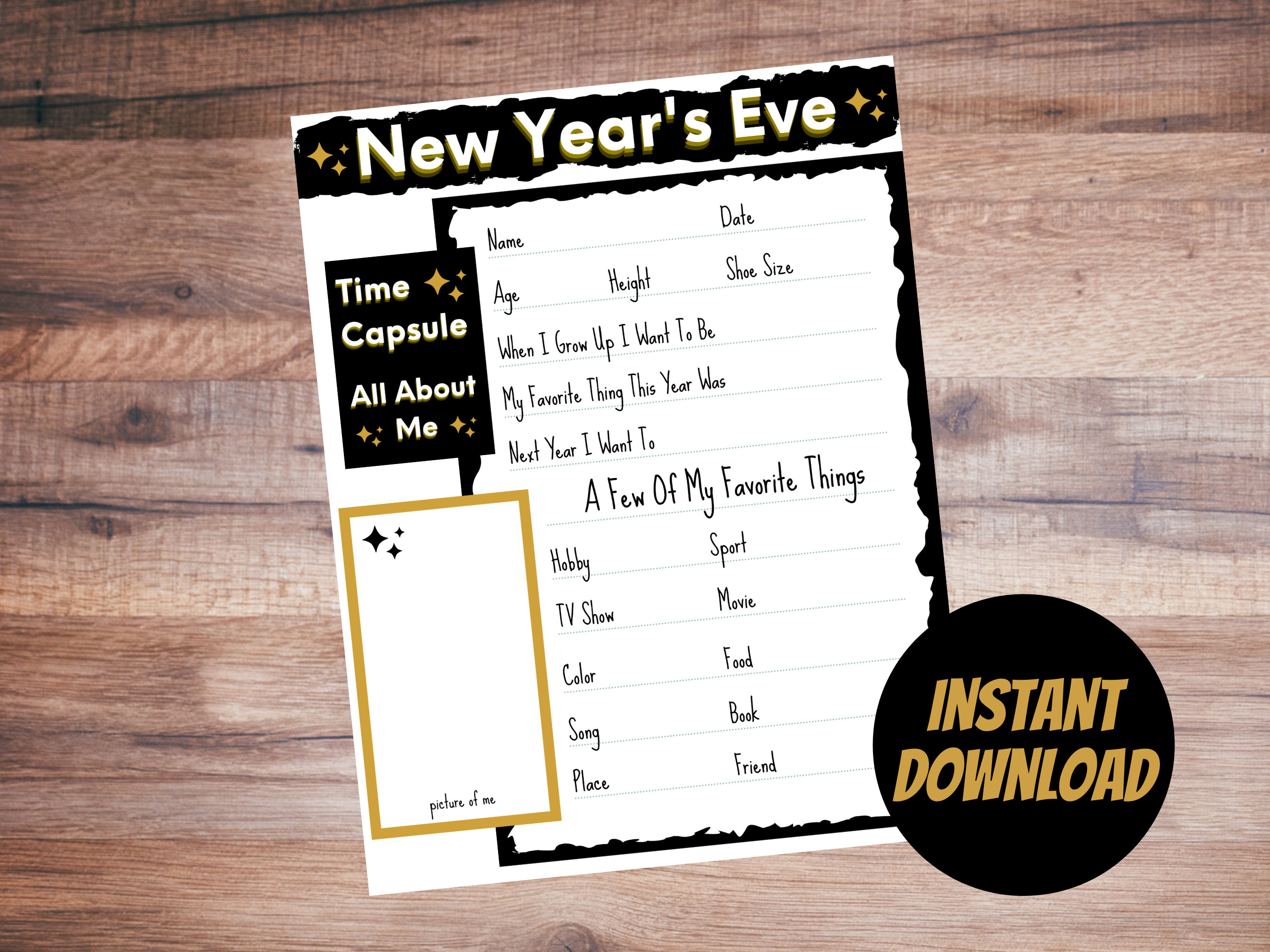 New Year's Eve Time Capsule Printable Worksheet, New Year's Eve ...