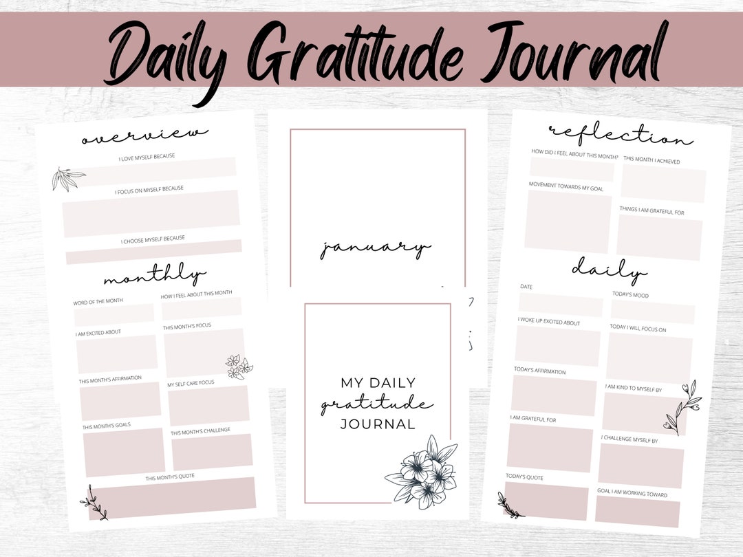 Daily Gratitude Journal Printable, Mindfulness Journal, Premade Bullet ...