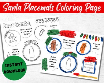 Christmas Coloring Santa Placemat - Etsy