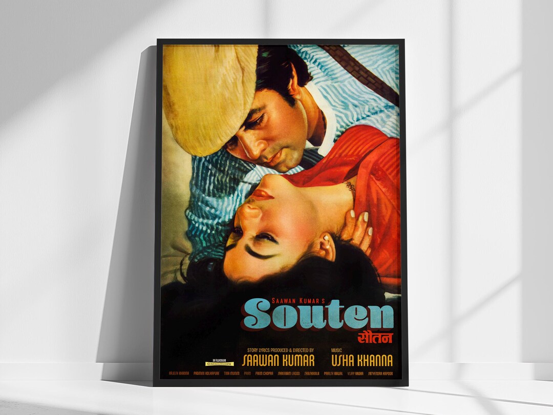 Vintage Bollywood Poster – Souten (1983) Embracing Lovers | Classic ...