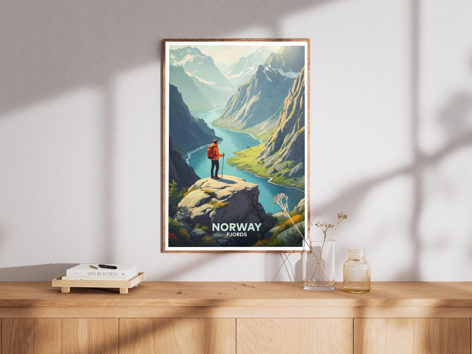 Vintage Norwegian Fjords Poster - Majestic Nordic Landscape Art | Retro ...