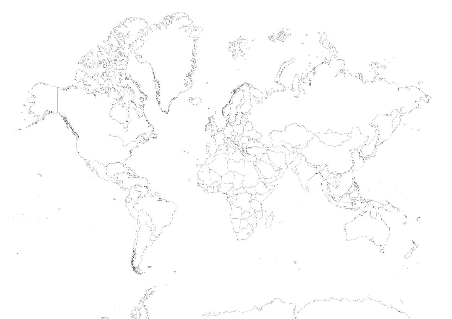 World Map With Countries, Printable Map of the World, Wall Art, Blind ...