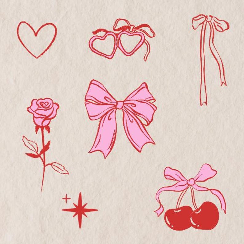 Pink Valentines Clipart PNG Bundle, Valentines Day Clipart, Valentines ...