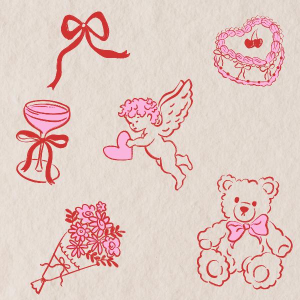 Pink Valentines Clipart PNG Bundle, Valentines Day Clipart, Valentines ...