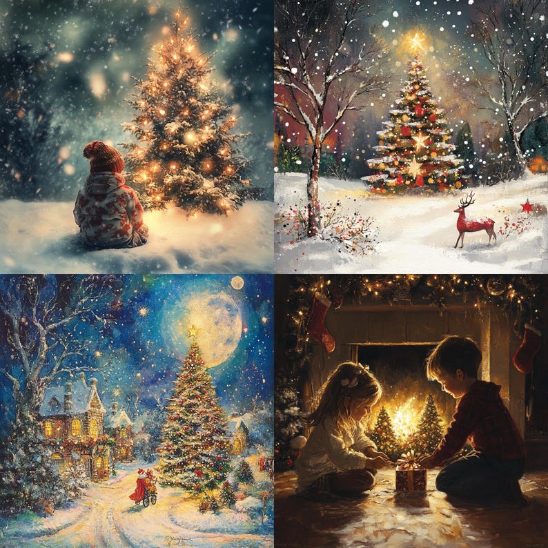 Christmas Cards set of 7 Printable Cards, Digital Download - Etsy