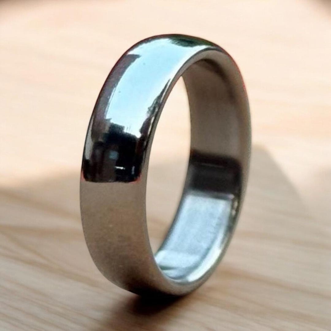 Titanium Wedding Band – Polished Dome Ring, Men's Titanium Ring ...