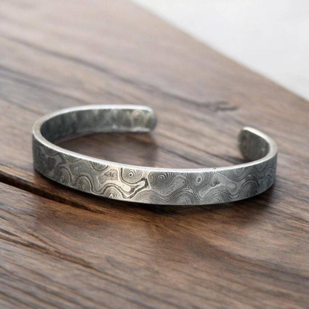 Unique Damascus Bracelet Hand Forged Damascus Steel Handmade Bracelet ...