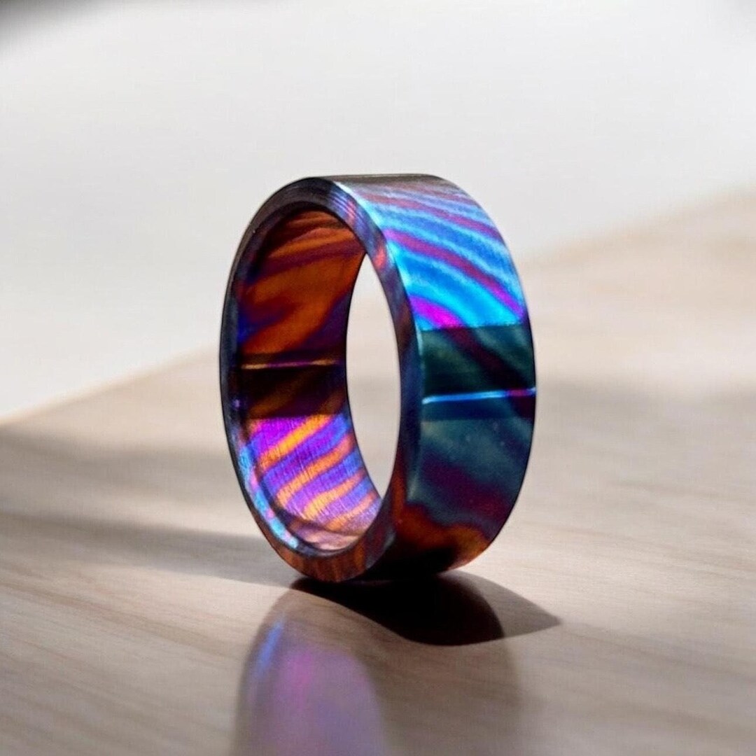 Timascus Ring Men Wedding Ring Men Engagement Ring Colorful Timascus ...