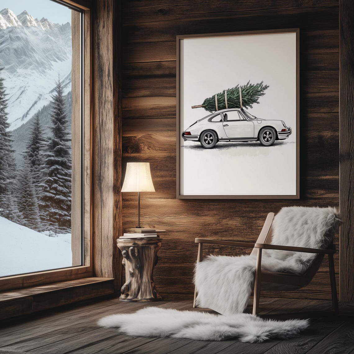 Porsche 911 With Christmas Tree on the Roof Design - Etsy