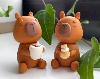 Tea Bunny Fika Break - Handmade Polymer Clay Desk Companion, Swedish ...