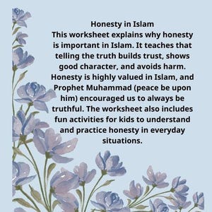 Honesty in Islam Worksheet for Kids - Etsy