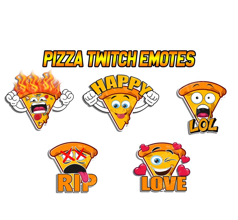 6 Twitch Emotes, Kawaii Pizza Emote, Pizza Love Emote, Slice of Pizza ...