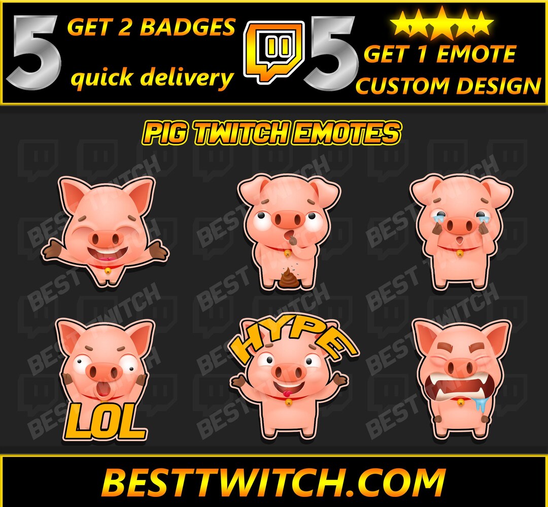 Piglet PINK Emote Bundle for Twitch | Youtube Emotes | Discord Emotes ...