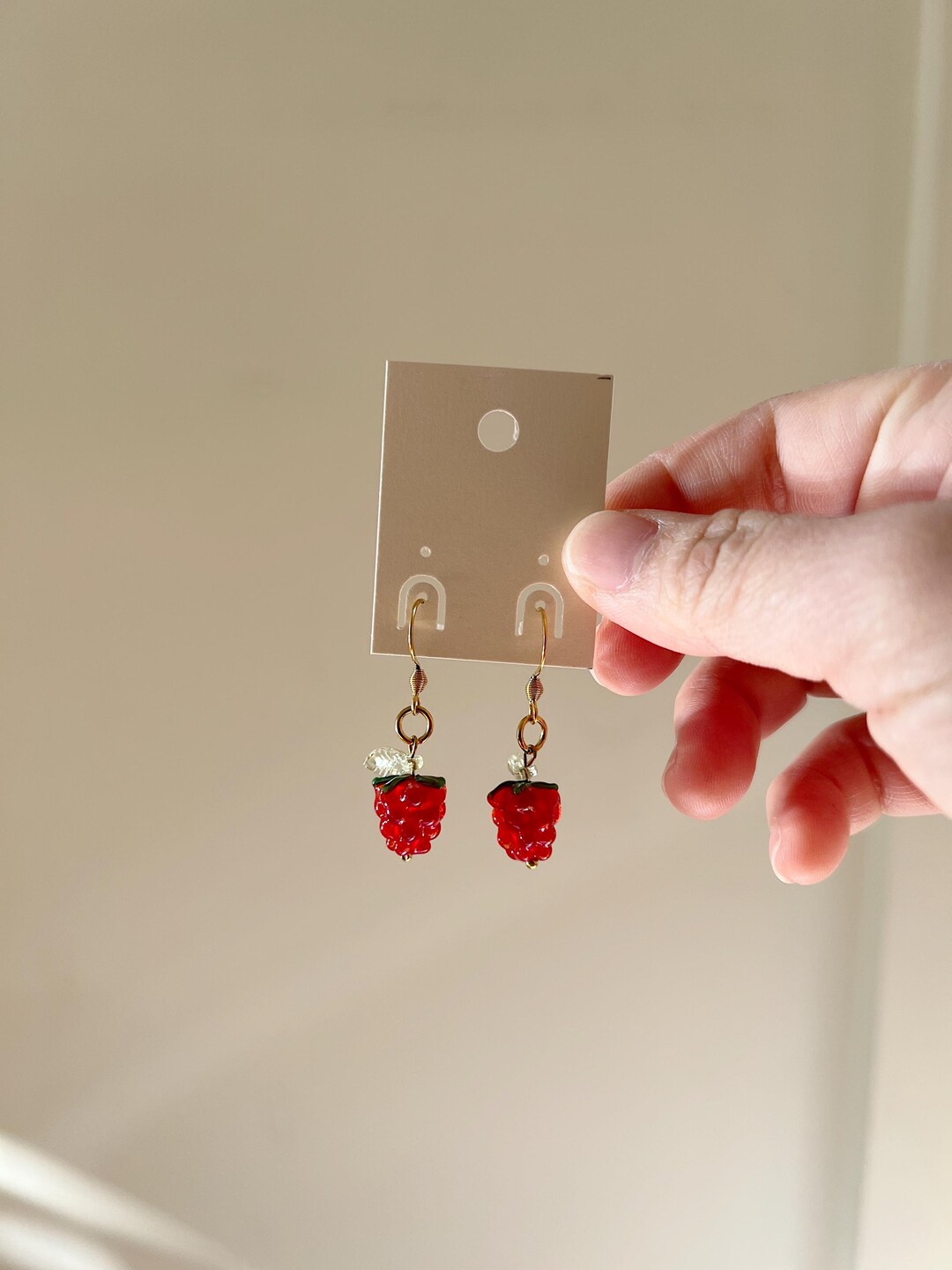 Red Raspberry Charm Earrings, Fruit Inspired, Statement Earrings - Etsy