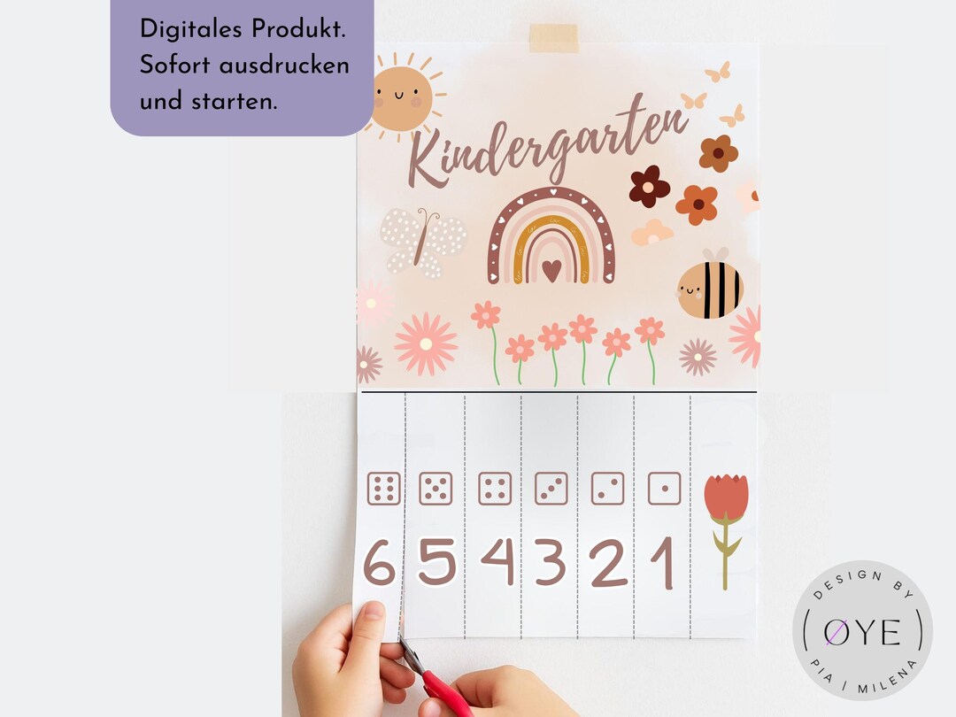 Kindergarten Countdown Calendar Boho | A4 Printable PDF | Montessori ...