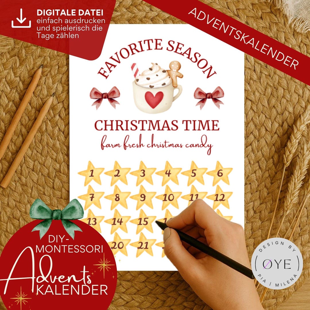 DIY Cocoa Advent Calendar | Printable Digital Advent Calendar ...