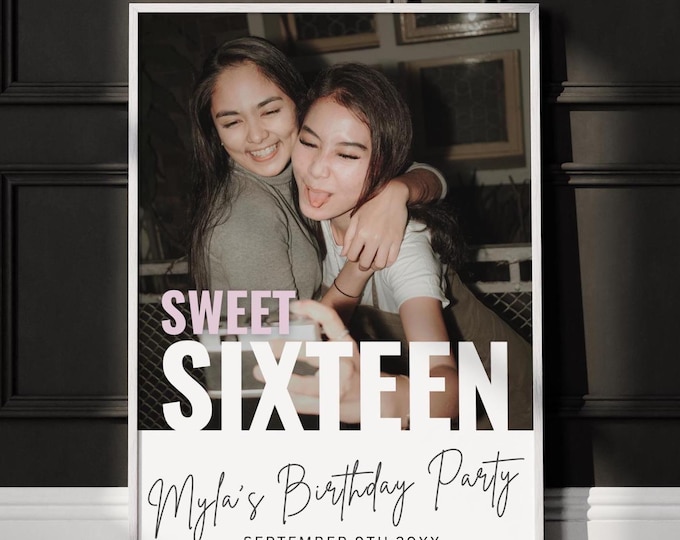Sweet Sixteen Birthday Welcome Sign Template, 16th Birthday Party Photo ...