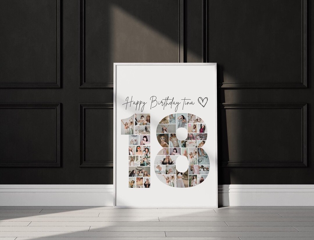 18th Birthday Photo Collage Template, Printable Canva Frame Template ...