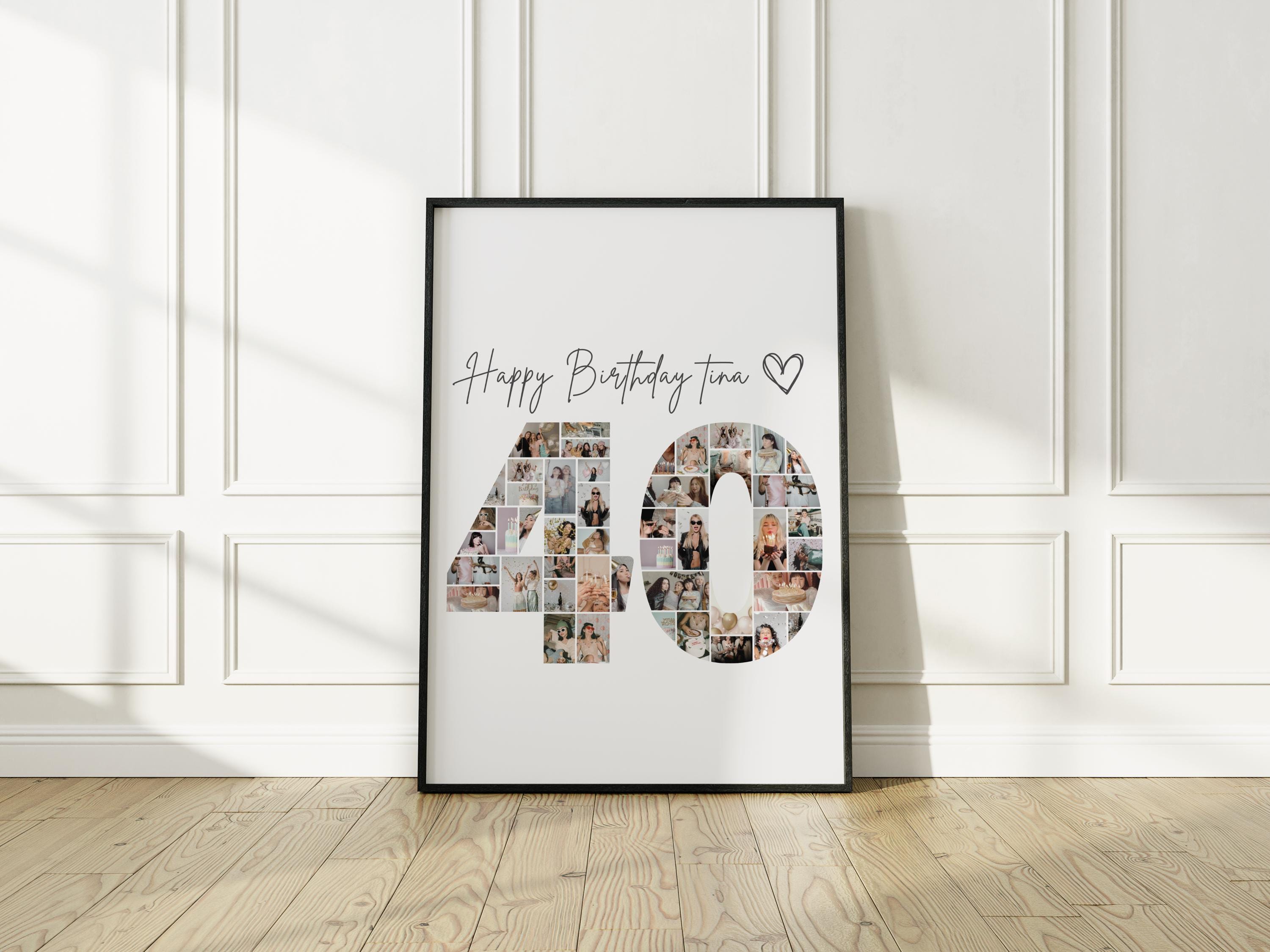 40th Birthday Photo Collage Template, Printable Canva Frame Template ...