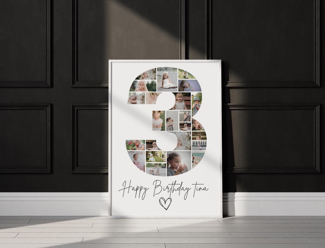 3rd Birthday Photo Collage Template, Printable Canva Frame Template ...
