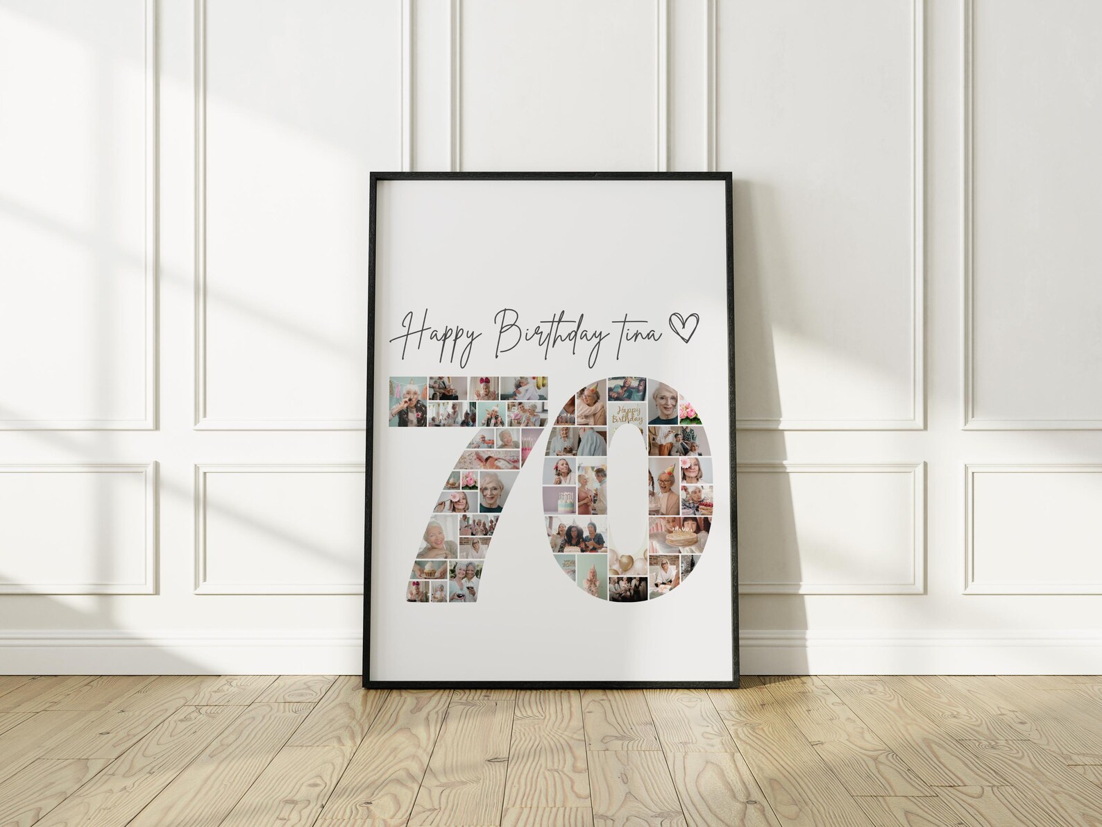 70th Birthday Photo Collage Template, Printable Canva Frame Template ...