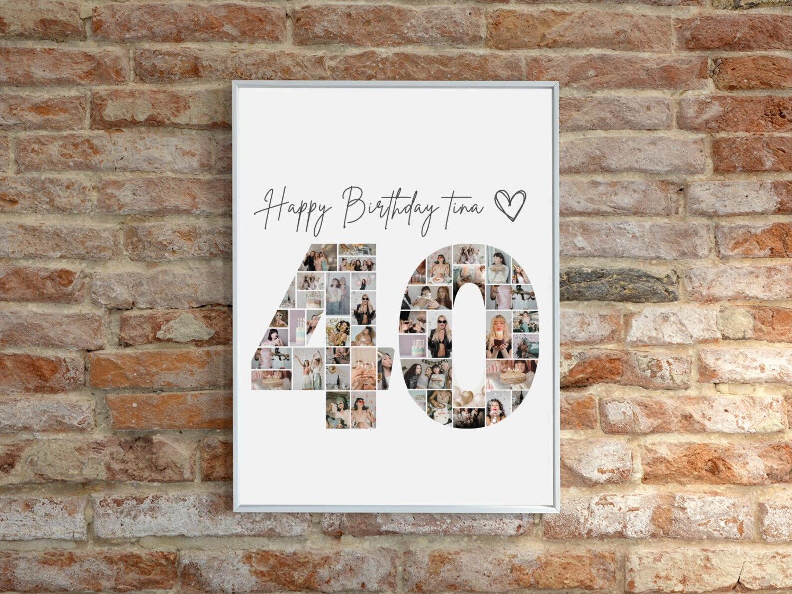 40th Birthday Photo Collage Template, Printable Canva Frame Template ...