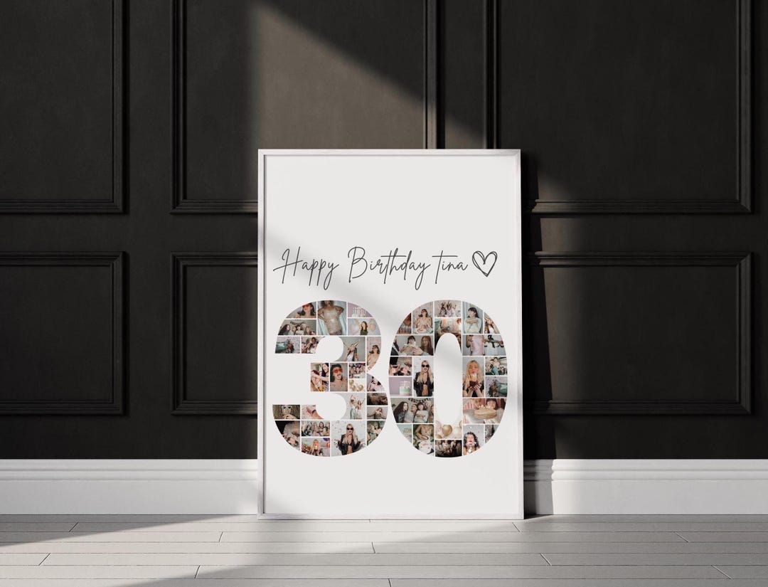 30th Birthday Photo Collage Template, Printable Canva Frame Template ...