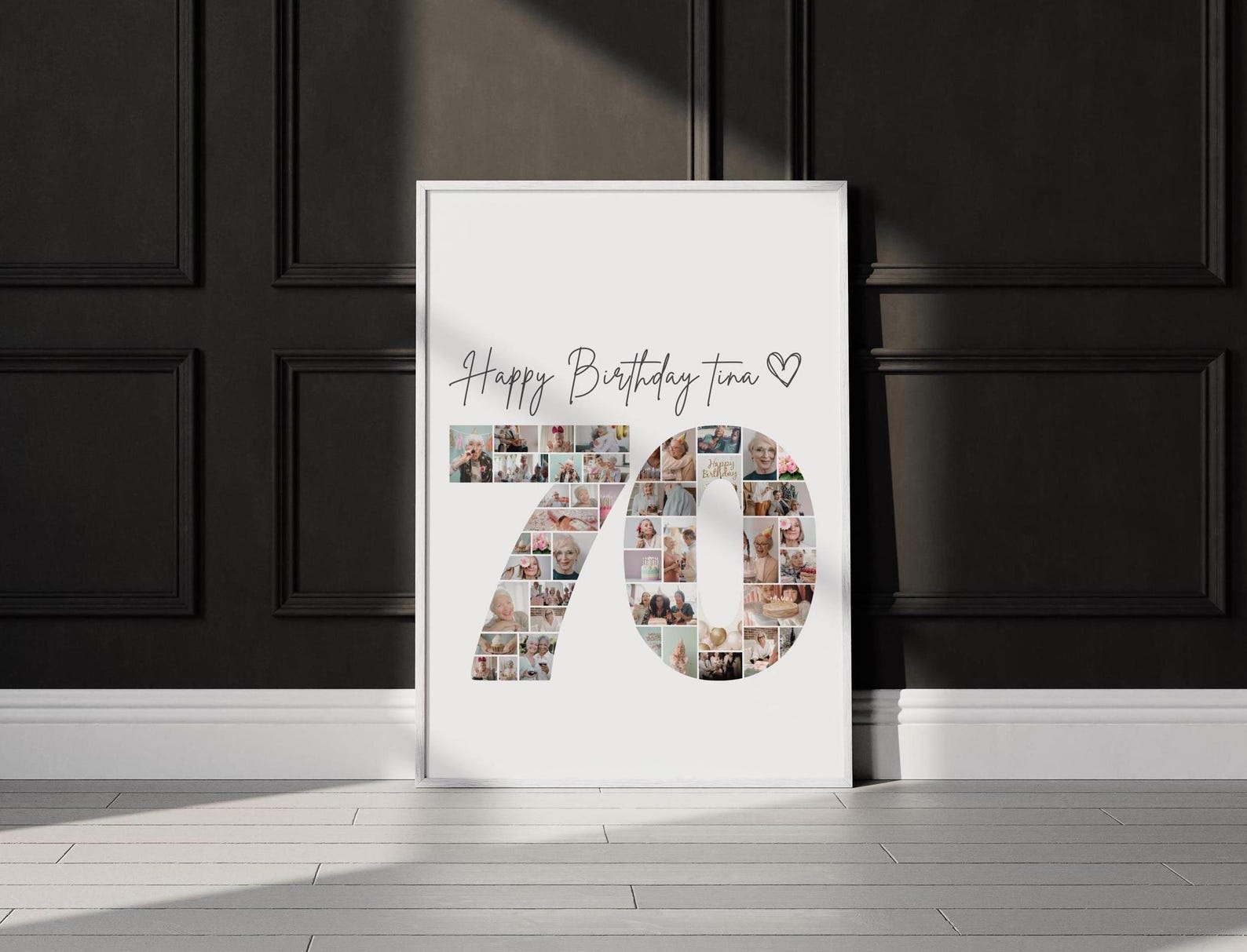 70th Birthday Photo Collage Template, Printable Canva Frame Template ...