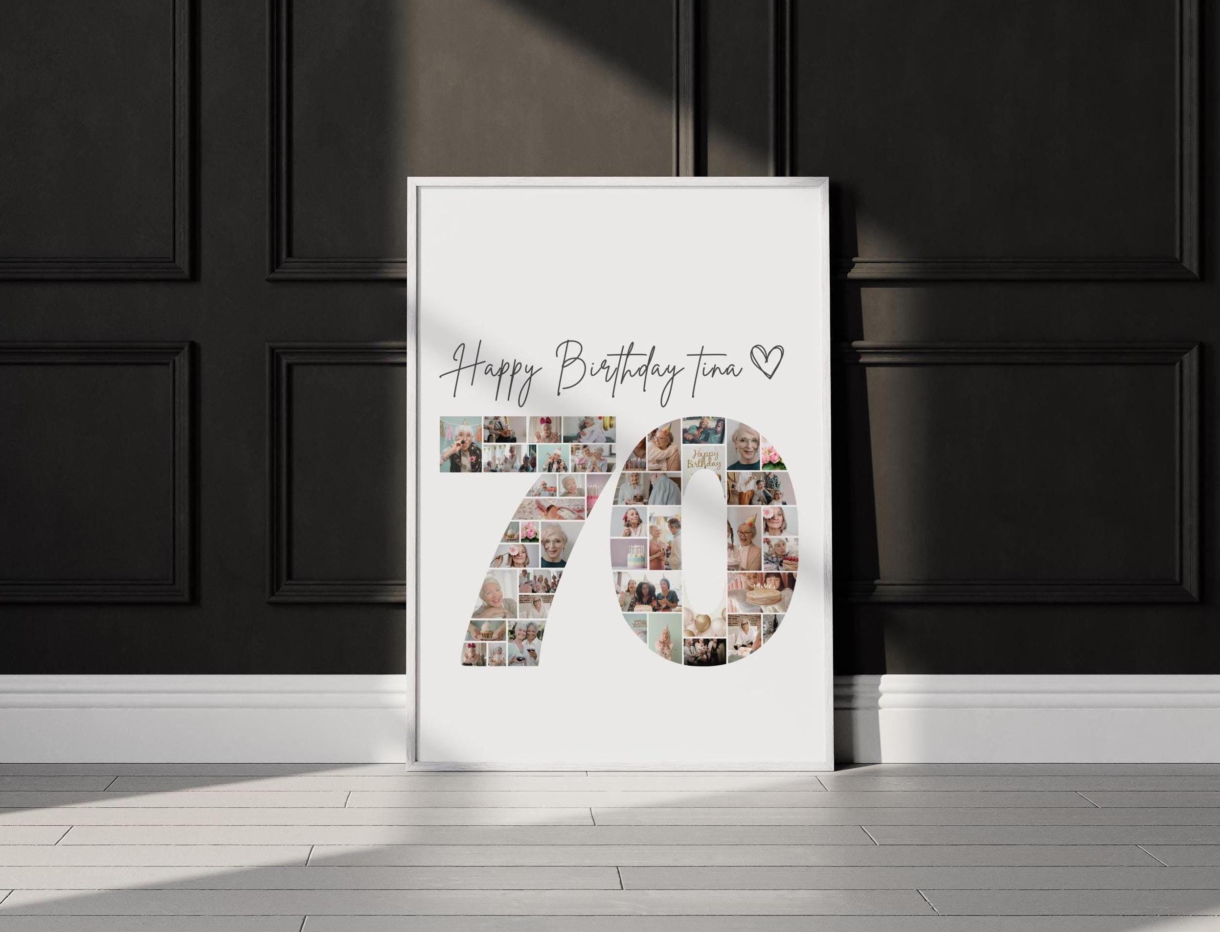 70th Birthday Photo Collage Template, Printable Canva Frame Template ...