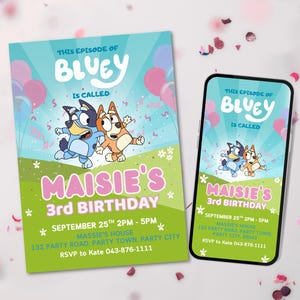 Bluey Birthday Invitation – Any Age. Editable Canva Template! Bluey ...