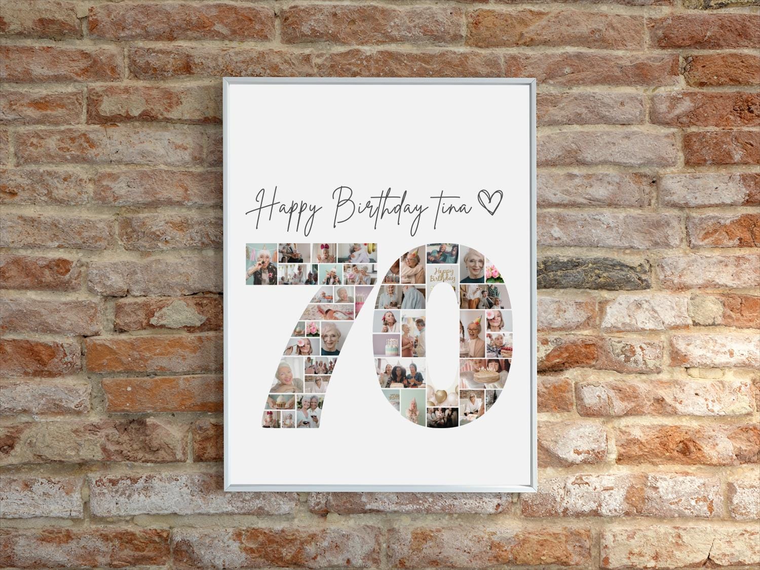 70th Birthday Photo Collage Template, Printable Canva Frame Template ...