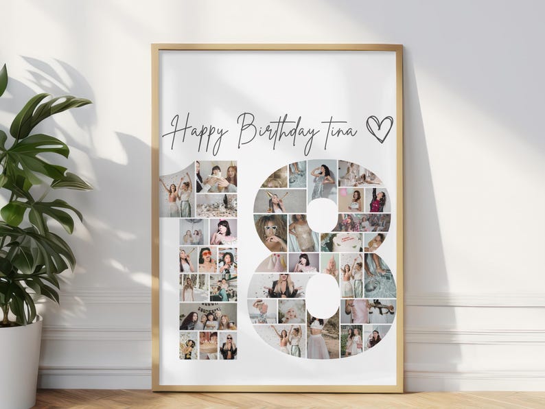 18th Birthday Photo Collage Template, Printable Canva Frame Template ...