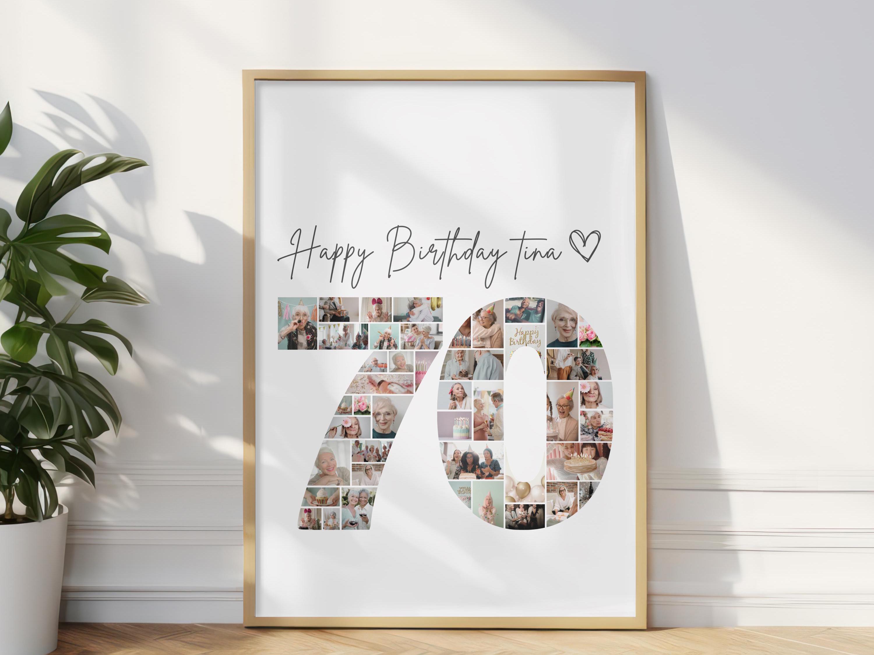 70th Birthday Photo Collage Template, Printable Canva Frame Template ...