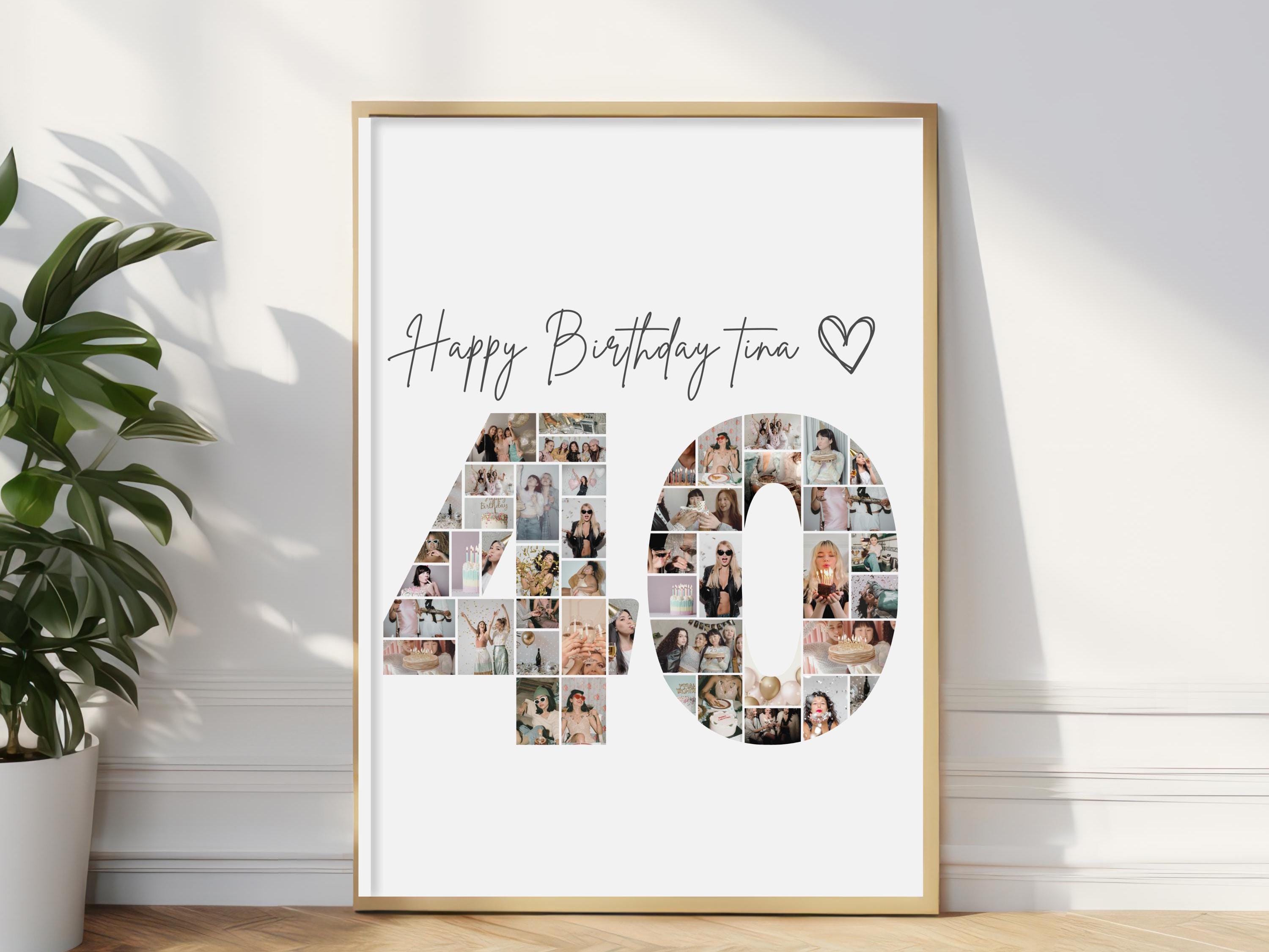 40th Birthday Photo Collage Template, Printable Canva Frame Template ...