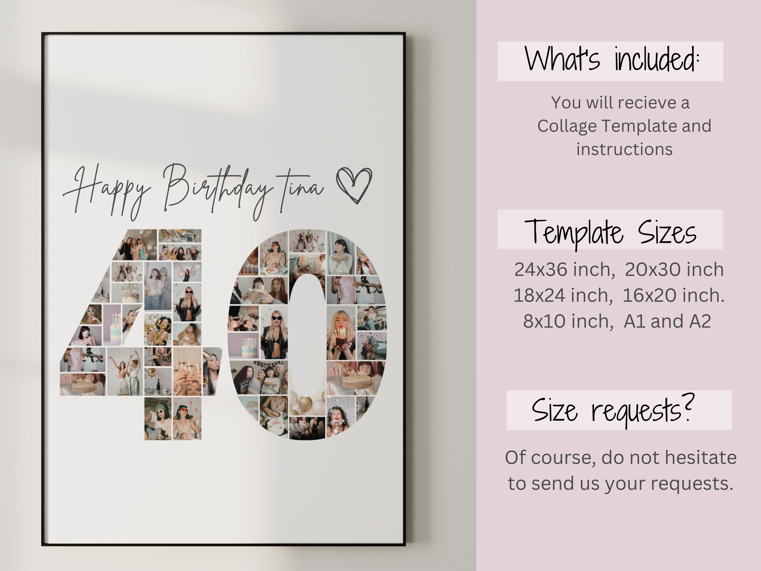 40th Birthday Photo Collage Template, Printable Canva Frame Template ...