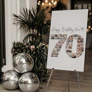 70th Birthday Photo Collage Template, Printable Canva Frame Template ...