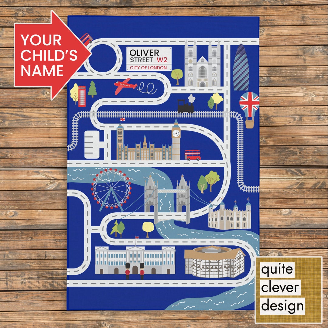 London Play Rug, Road Rug, London Nursery Rug, Toddler Road Rug ...