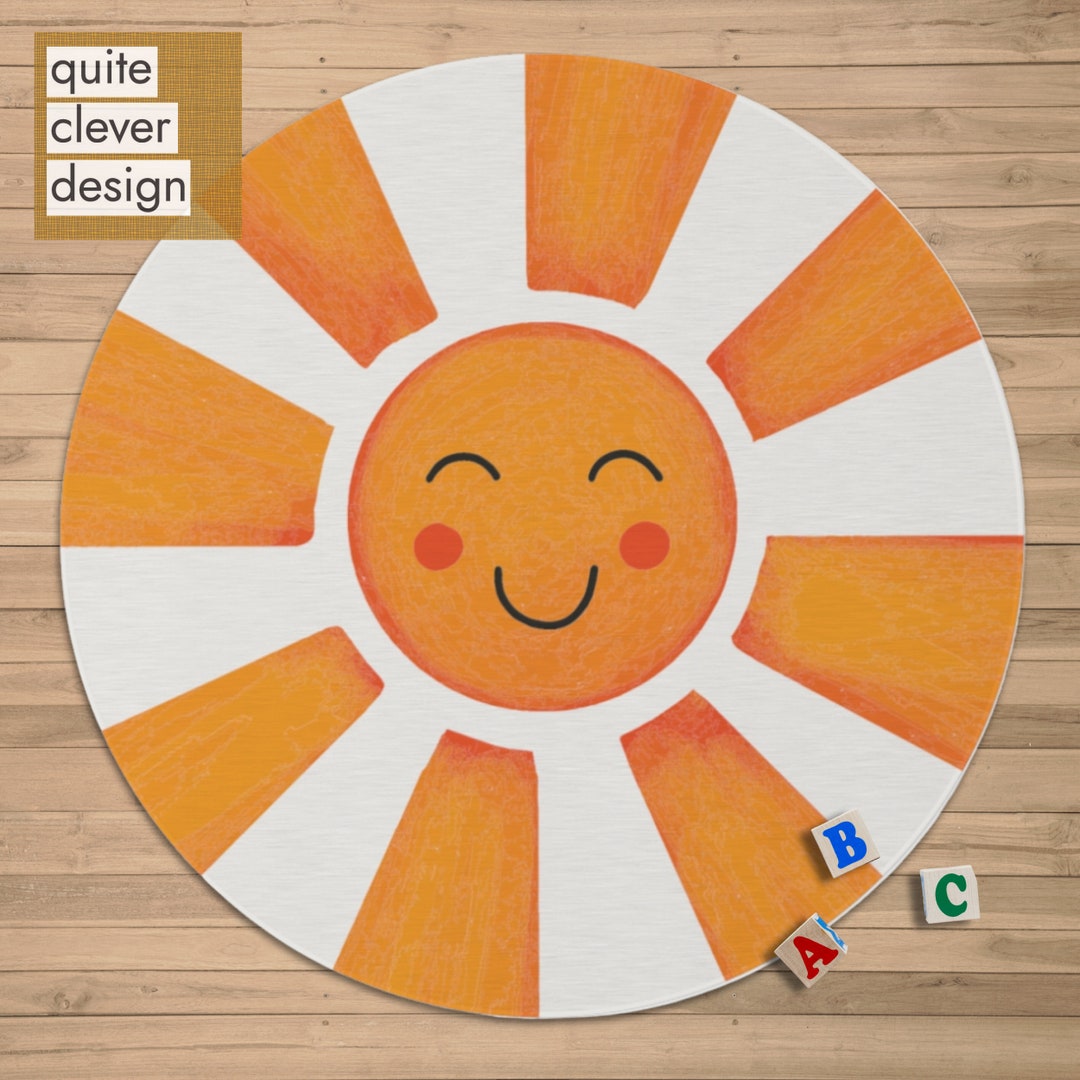 Smiling Sun Rug, Nursery Round Rug, Round Sunshine Rug, Colorful ...