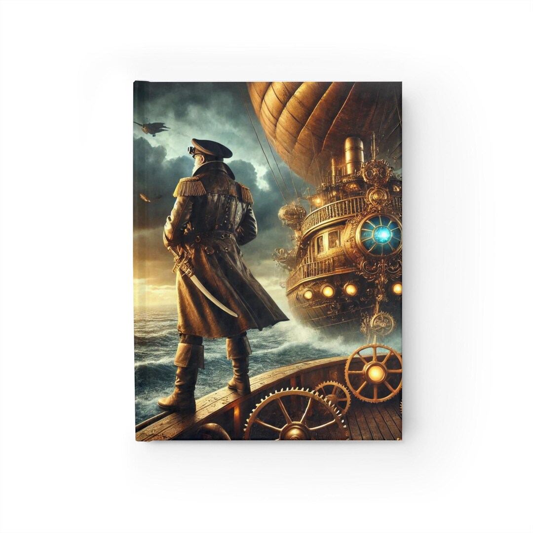 Steampunk Airship Captain Journal Ruled Line, Retro-futuristic Notebook ...