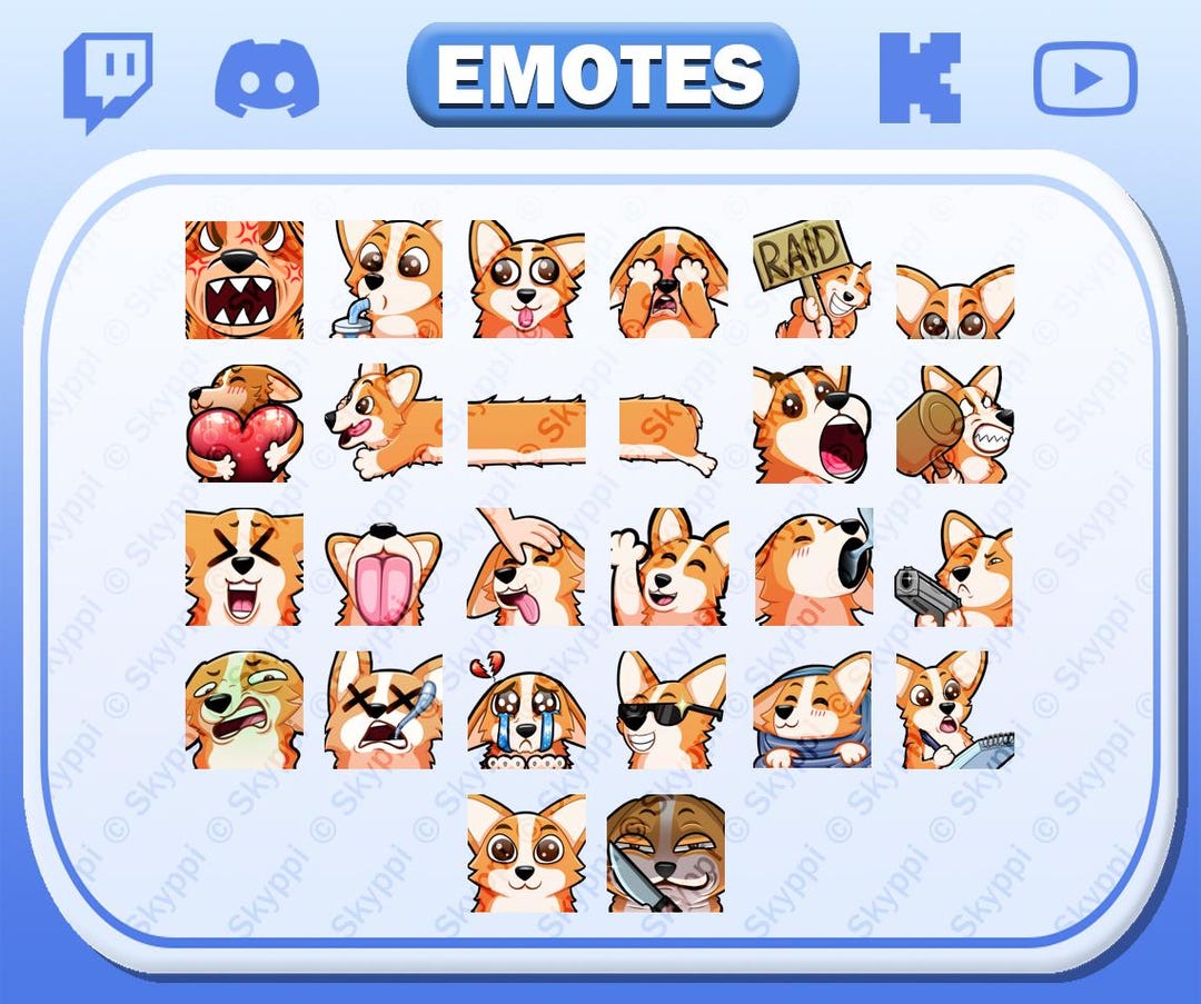 26 Cute Corgi Emote | MEGA PACK With 26 + 1 FREE Animated Emote | for ...