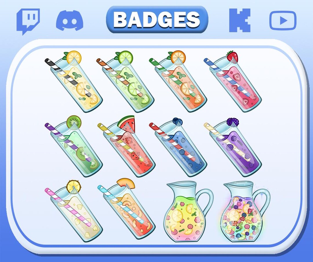 12 Cute Lemonade Badge | Lemonade Badge Pack | for Twitch/youtube ...