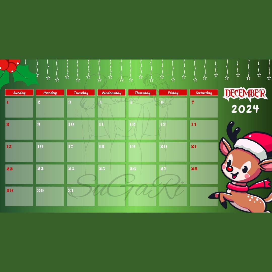 Cute Christmas Countdown: December 2024 Printable Calendar (reindeer ...