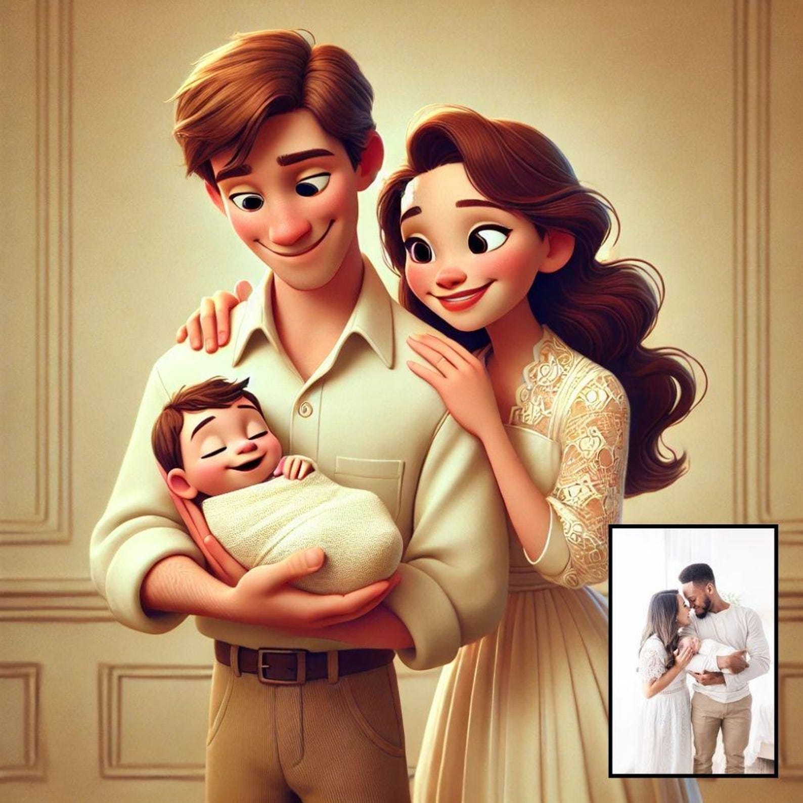 Custom Cartoon Portrait, Personalized Family Cartoon, Pixar-style ...