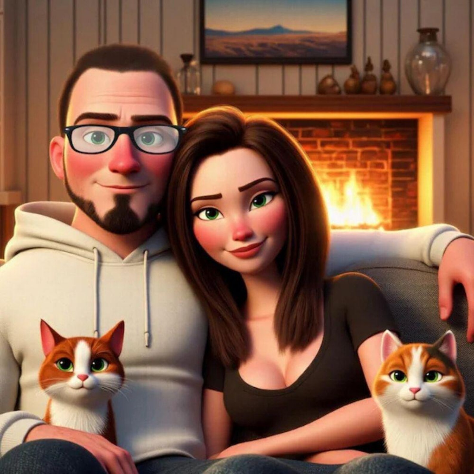 Custom Cartoon Portrait, Personalized Family Cartoon, Pixar-style ...