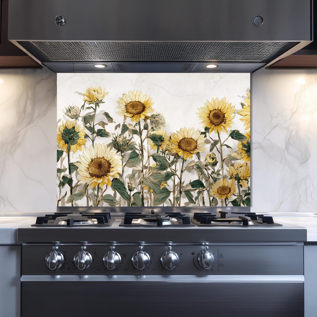 Sunflower Kitchen Backsplash: Yellow Tempered Glass Panel - Etsy